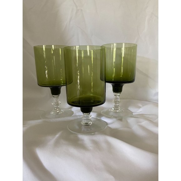 Sasaki | Dining | 3 Vintage Sasaki Regency Olive Green Glasses 26 Water ...